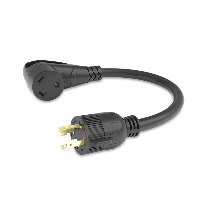 Furrion Pigtail Adapter - 30A Connector To 30A 4-Prong Plug, Black #FP