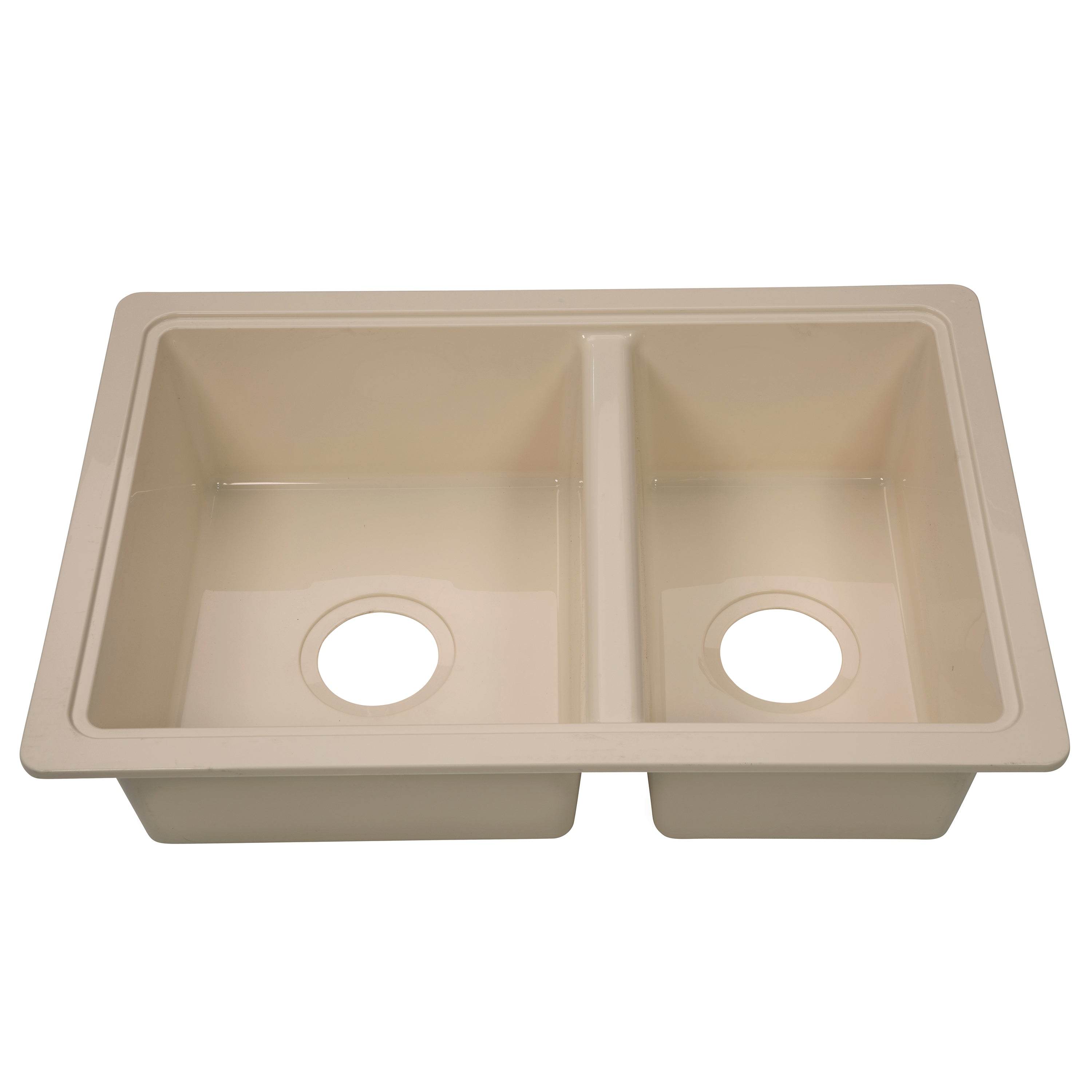 Lippert RV Double Kitchen Galley Sink - 25" X 17" X 6.6" Parchment Abs