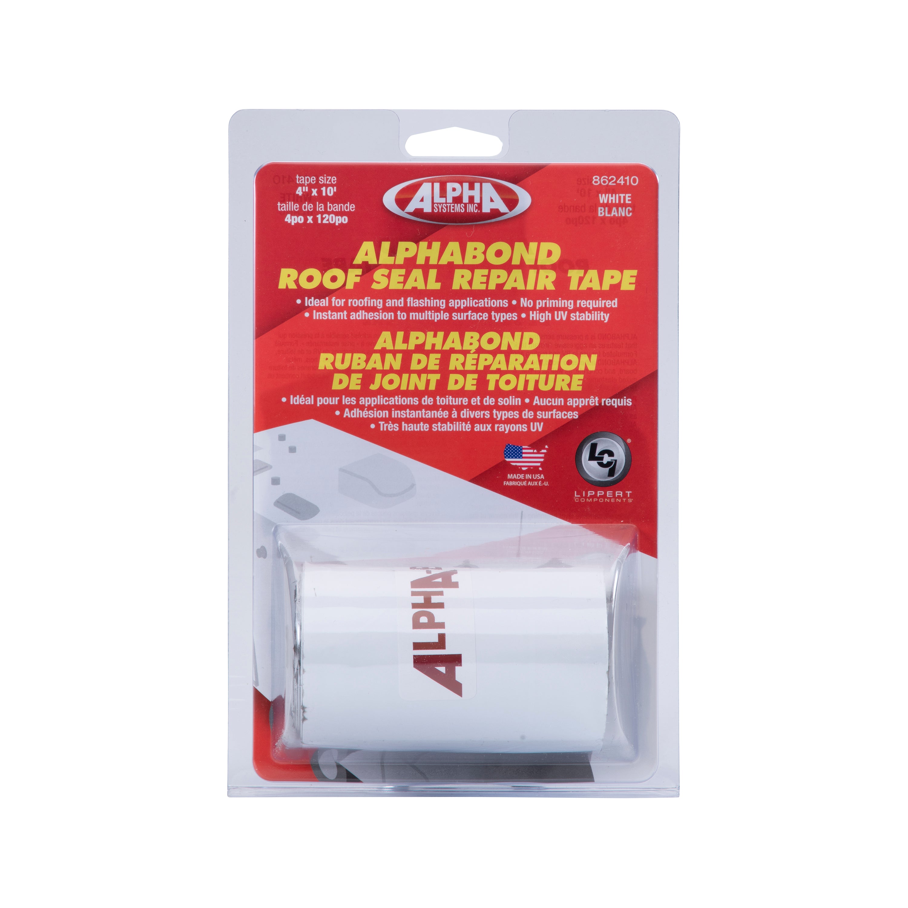 Alpha Systems - Alphabond Tpo Tape 4" X 10' Repair Tape, White