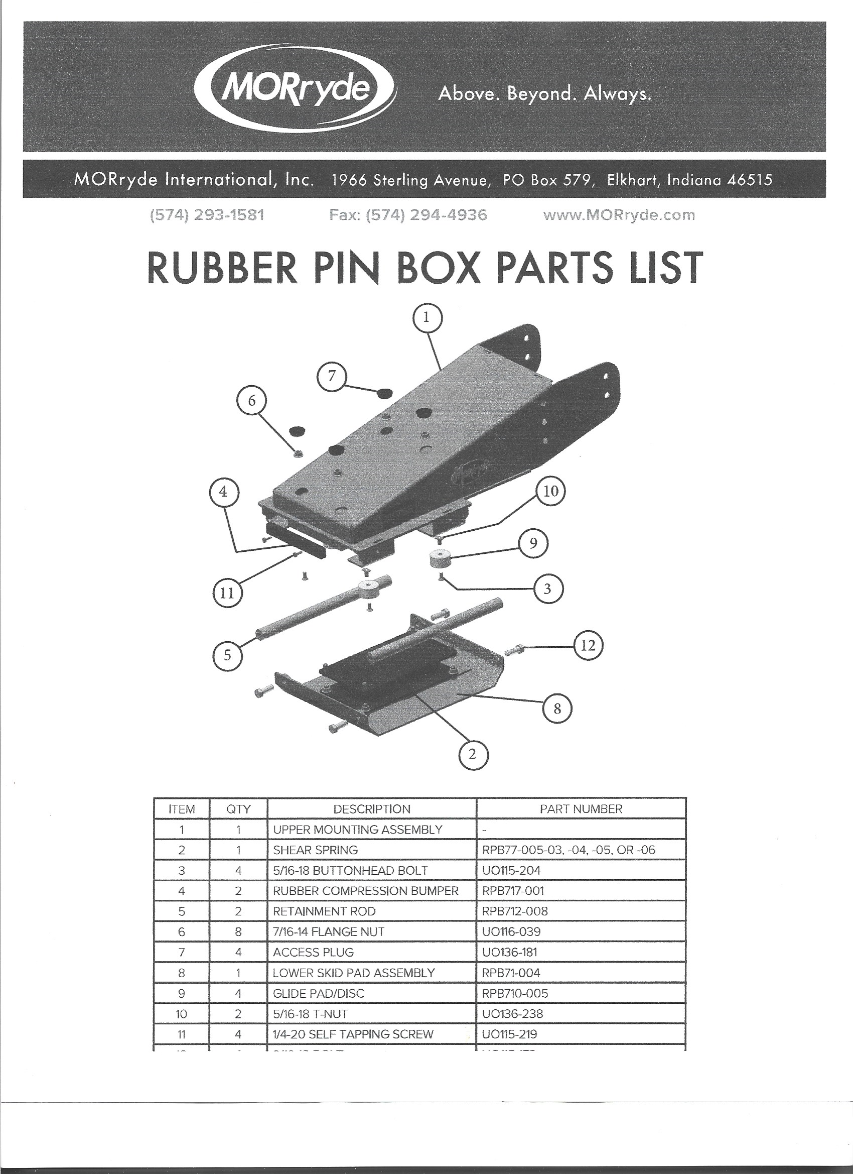 MORryde Access Plug Rubber Pin Box UO136-181 Fifth Wheel